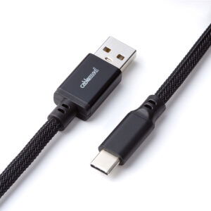 CableMod Pro Coiled Keyboard Cable (Midnight Black, USB A to USB Type C, 150cm) with Global Shipping