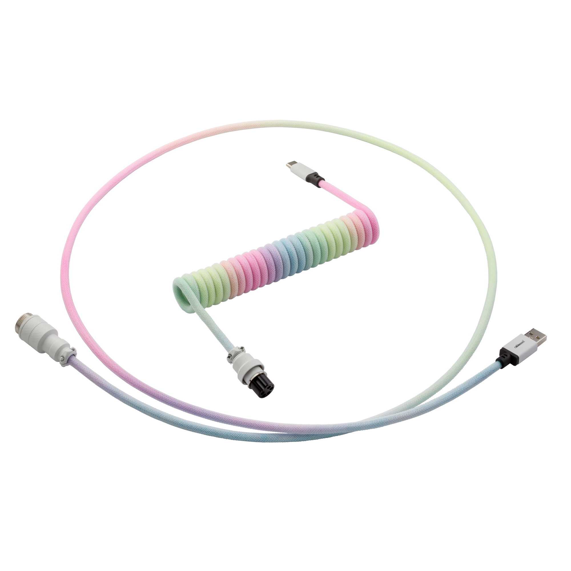 CableMod Pro Coiled Keyboard Cable (Pastel Rainbow, USB A to USB Type C ...
