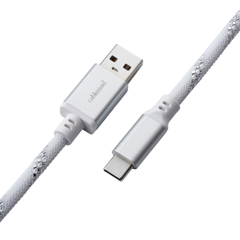 CableMod Pro Coiled Keyboard Cable (Sterling White, USB A to USB Type C ...